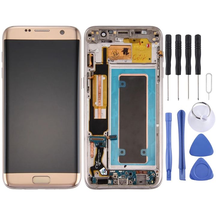 Lcd With Frame S7 Edge Gold Samsung | SP Electronics - Online Store